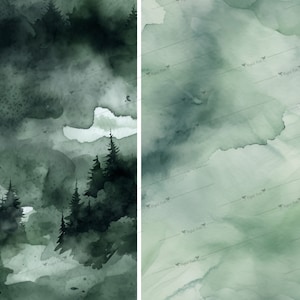 Watercolor Wintergreen Digital Paper, Seamless Winter Woodland Forest ...