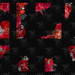 5x7 Red and Silver Floral Overlays for Invitations, Planners, Journal ...