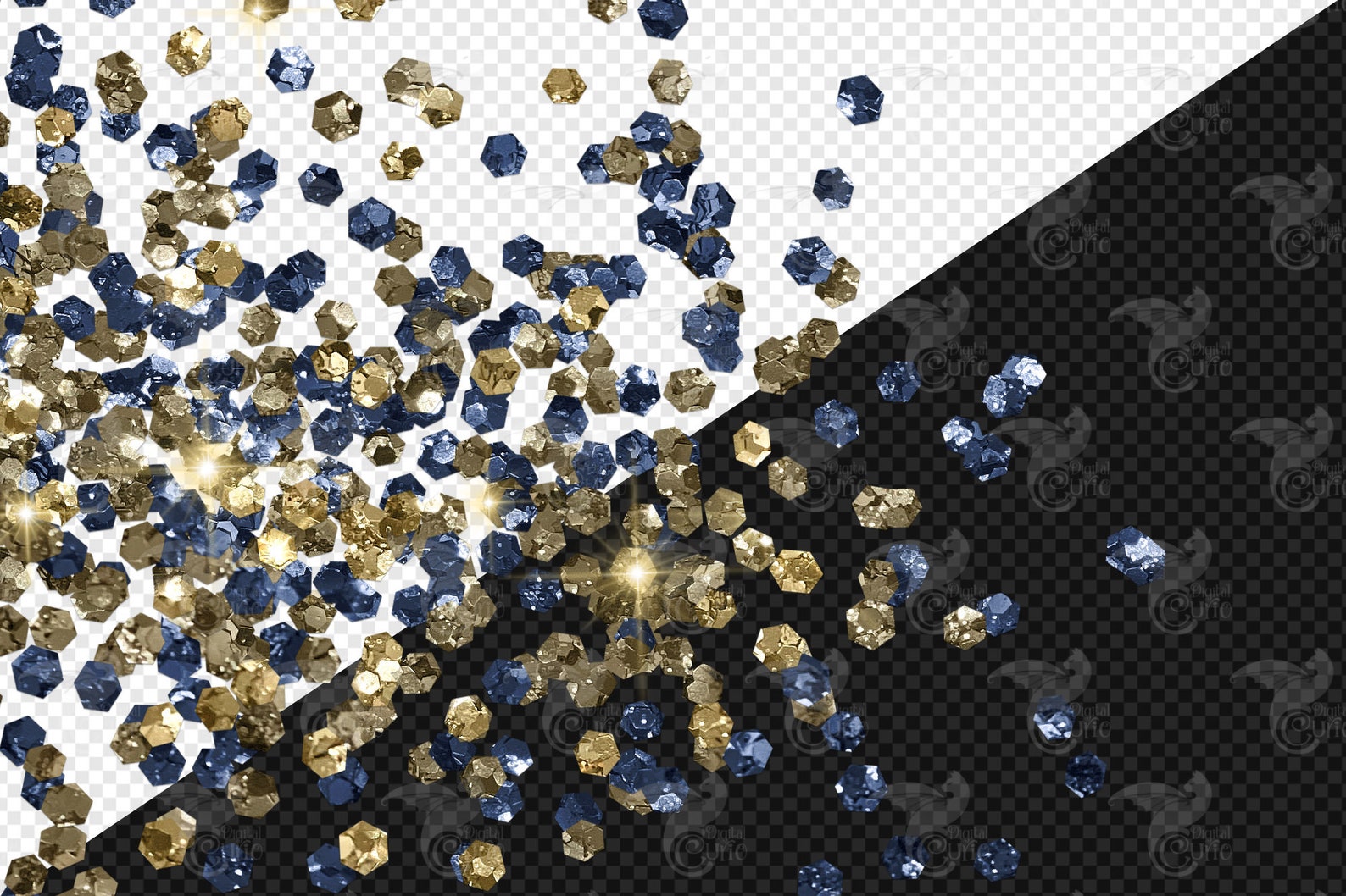 Chunky Navy and Gold Glitter Overlays, Digital Confetti (PNG) - Etsy