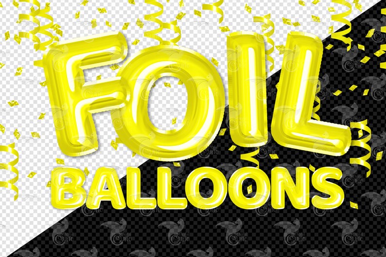 Yellow Foil Balloon Alphabet Clip Art Digital Instant - Etsy