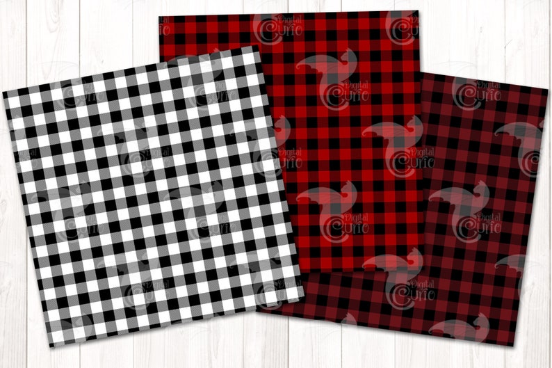 Lumberjack Plaid Digital Paper, Seamless Gingham Pattern Backgrounds ...