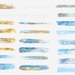 Blue and Gold Brush Strokes Clipart, With Blue Glitter and Gold Foil in ...