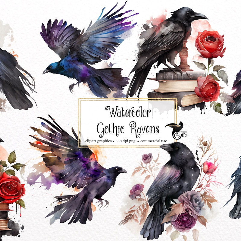 Raven Watercolor - Etsy