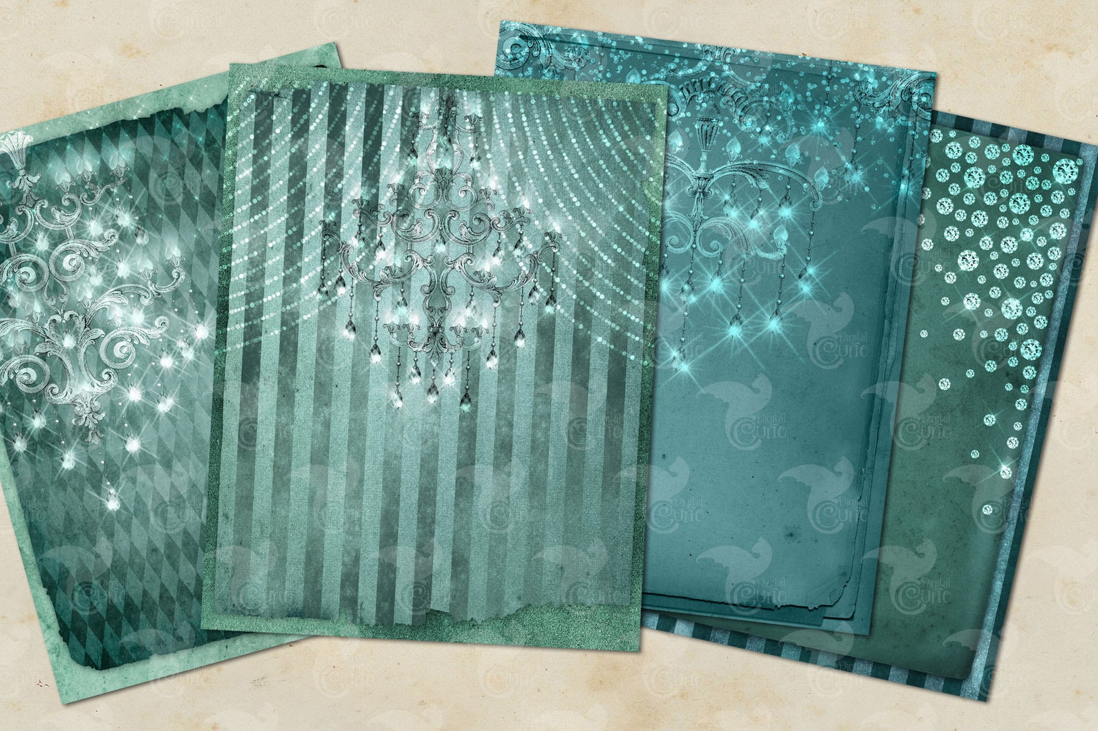 Cyan Chandelier Printable Notebook Pages Vintage Rustic - Etsy
