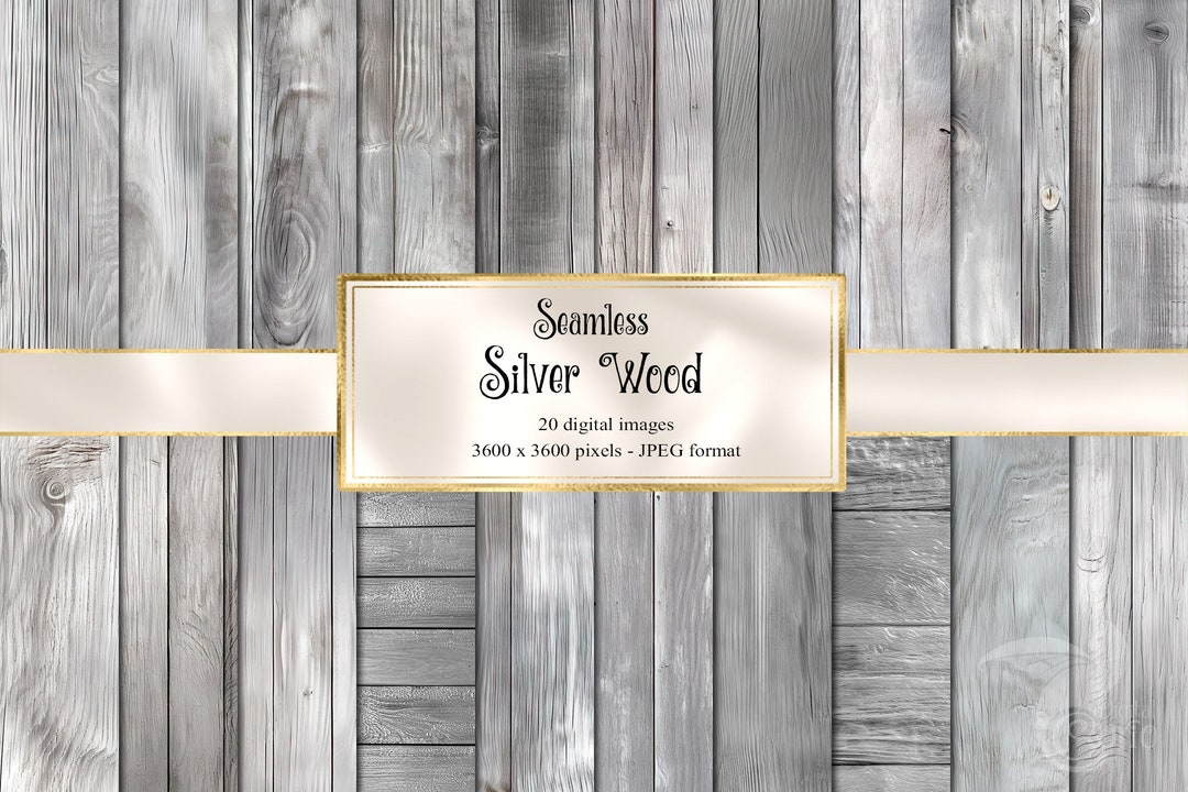 Silver Wood Digital Paper, Seamless Wood Textures Rustic Wood Plank ...