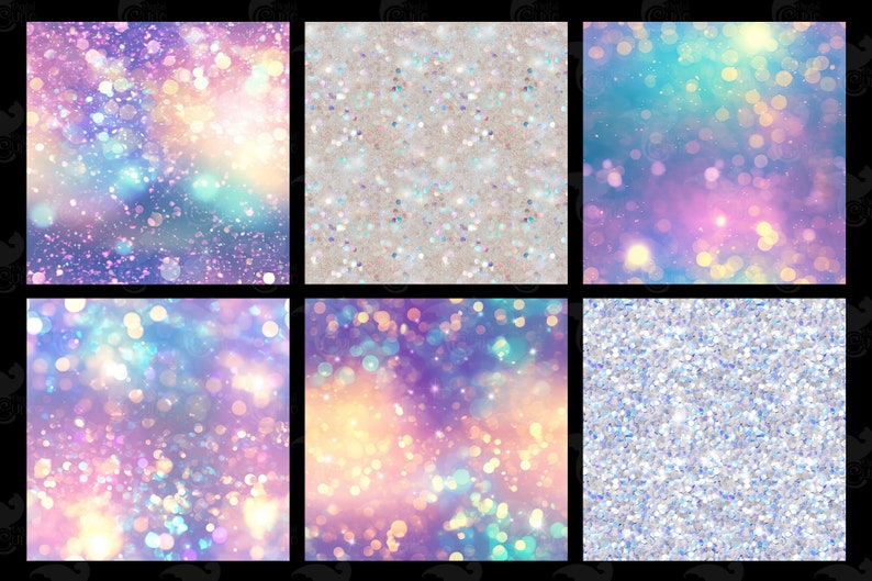 Iridescent Bokeh and Glitter Digital Paper, Rainbow Sparkle Backgrounds ...