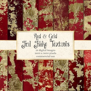 Red and Gold Foil Flake Textures - Printable Foil Backgrounds and ...