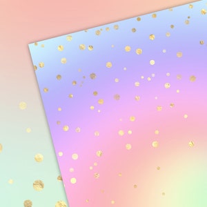 Rainbow Pastel Confetti Digital Paper, Backgrounds in Soft Ombre ...