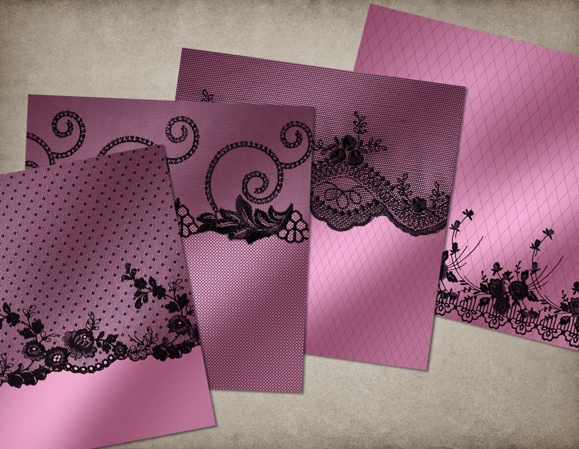 Satin and Black Lace Digital Paper Lace Papers Wedding - Etsy