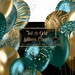 Teal and Gold Balloons Clipart Glitter Balloon Png Digital | Etsy