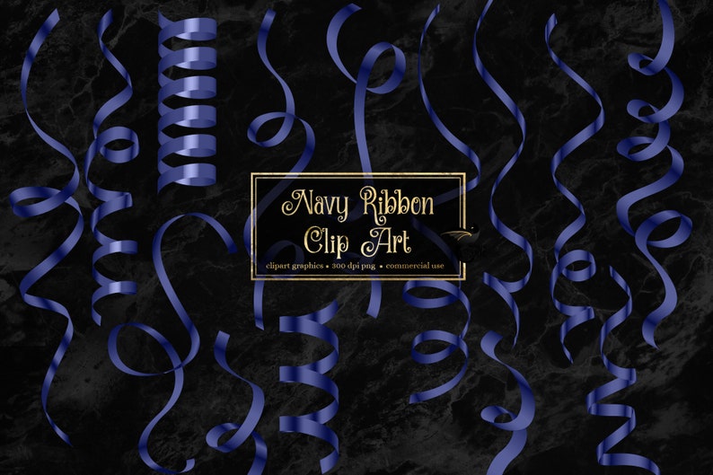 Ribbon Clip Art Navy Blue Curling Ribbon in Png Format - Etsy