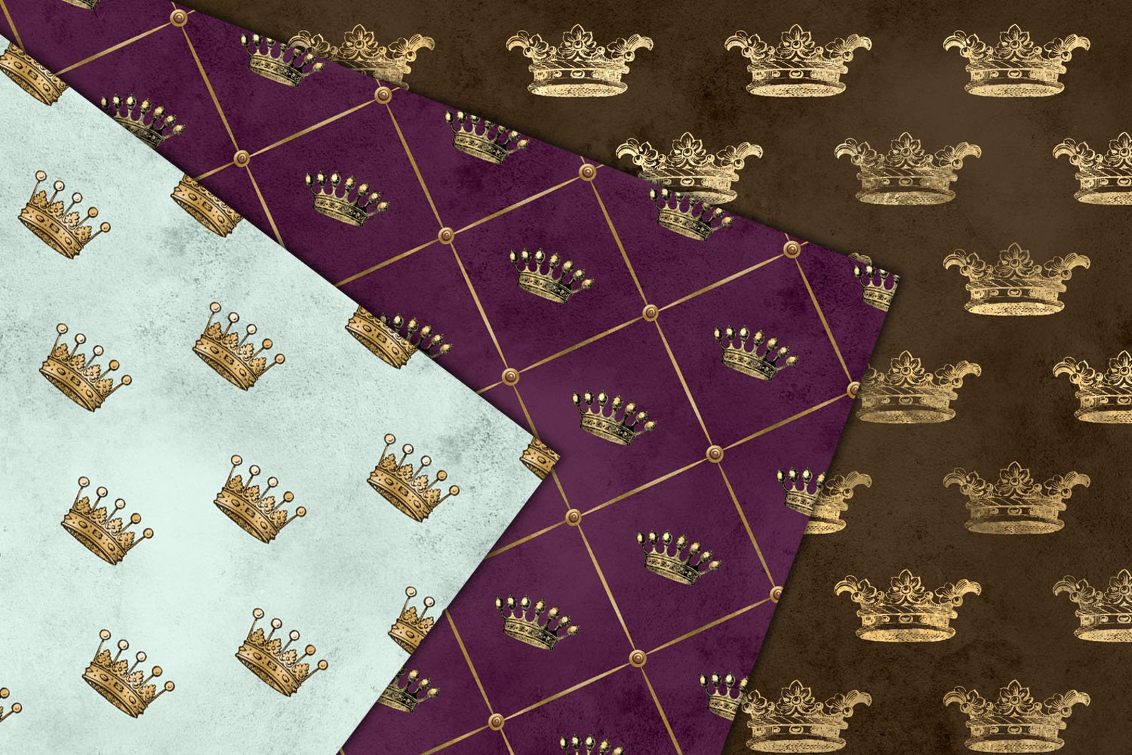 Golden Crowns Digital Paper, Seamless Princess Patterns (digital ...