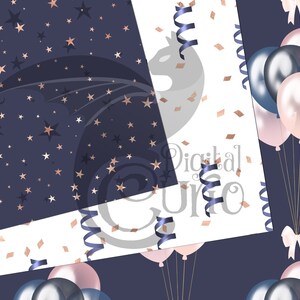 Blush and Navy Celebration Digital Paper - Seamless Pattern Backgrounds ...