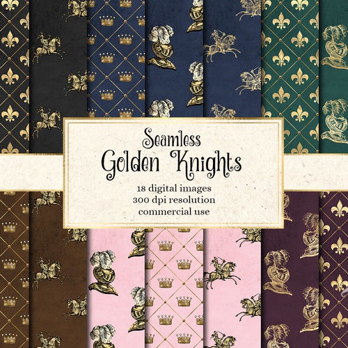 Golden Knights Digital Paper Printable Paper Seamless | Etsy