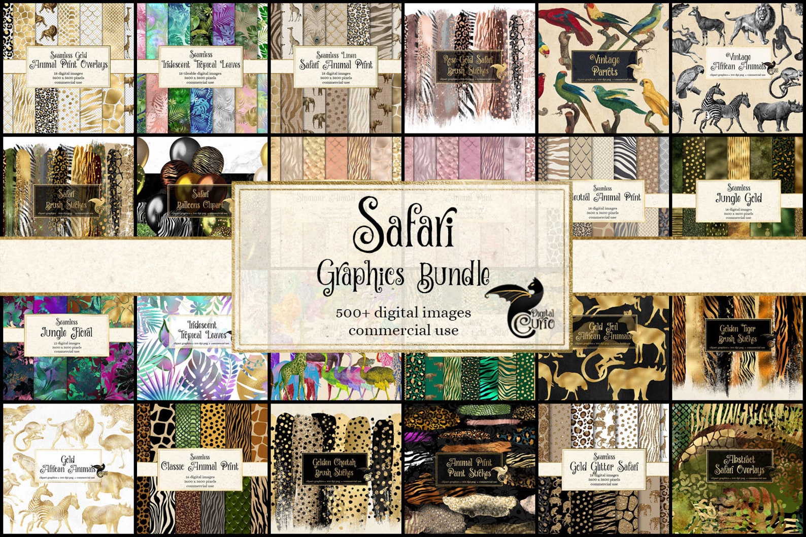 Safari Graphics Bundle African Animal Prints Clipart and - Etsy