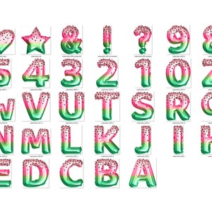 Watermelon Foil Balloon Alphabet Clip Art – Pink and Green (digital ...