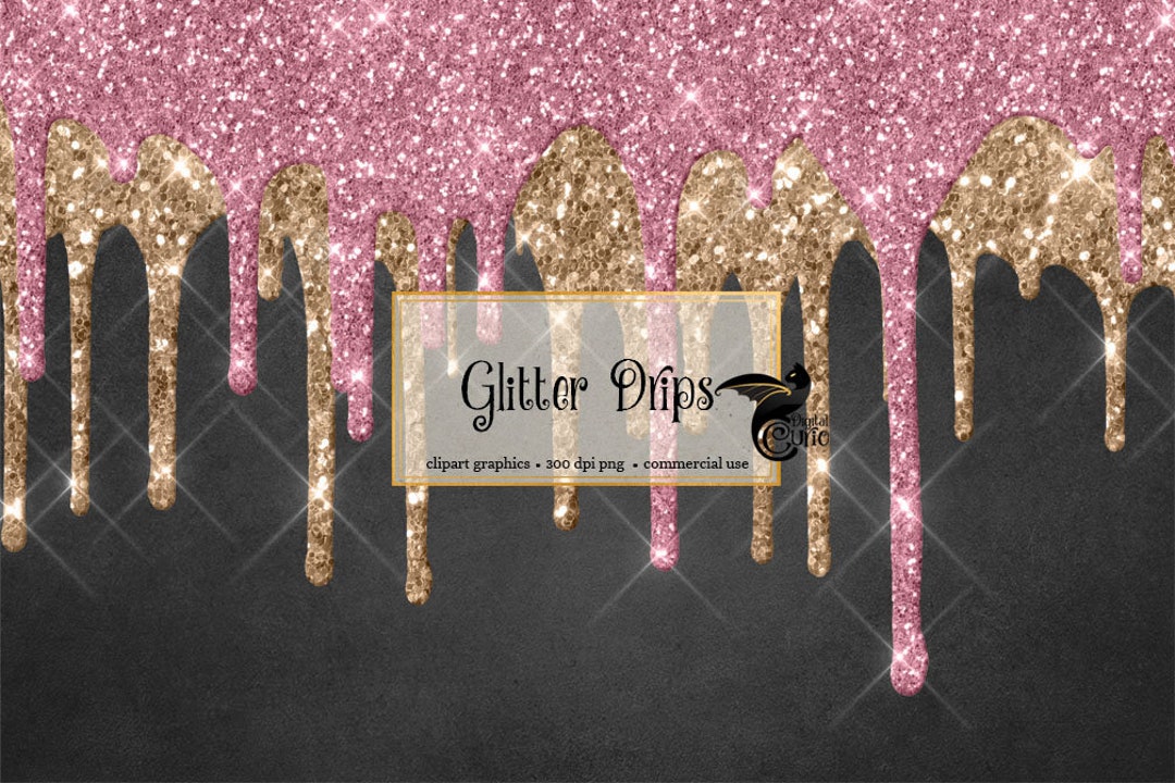 Glitter Drips Clipart, Sparkling Glitter Overlays, Glitter Frosting ...