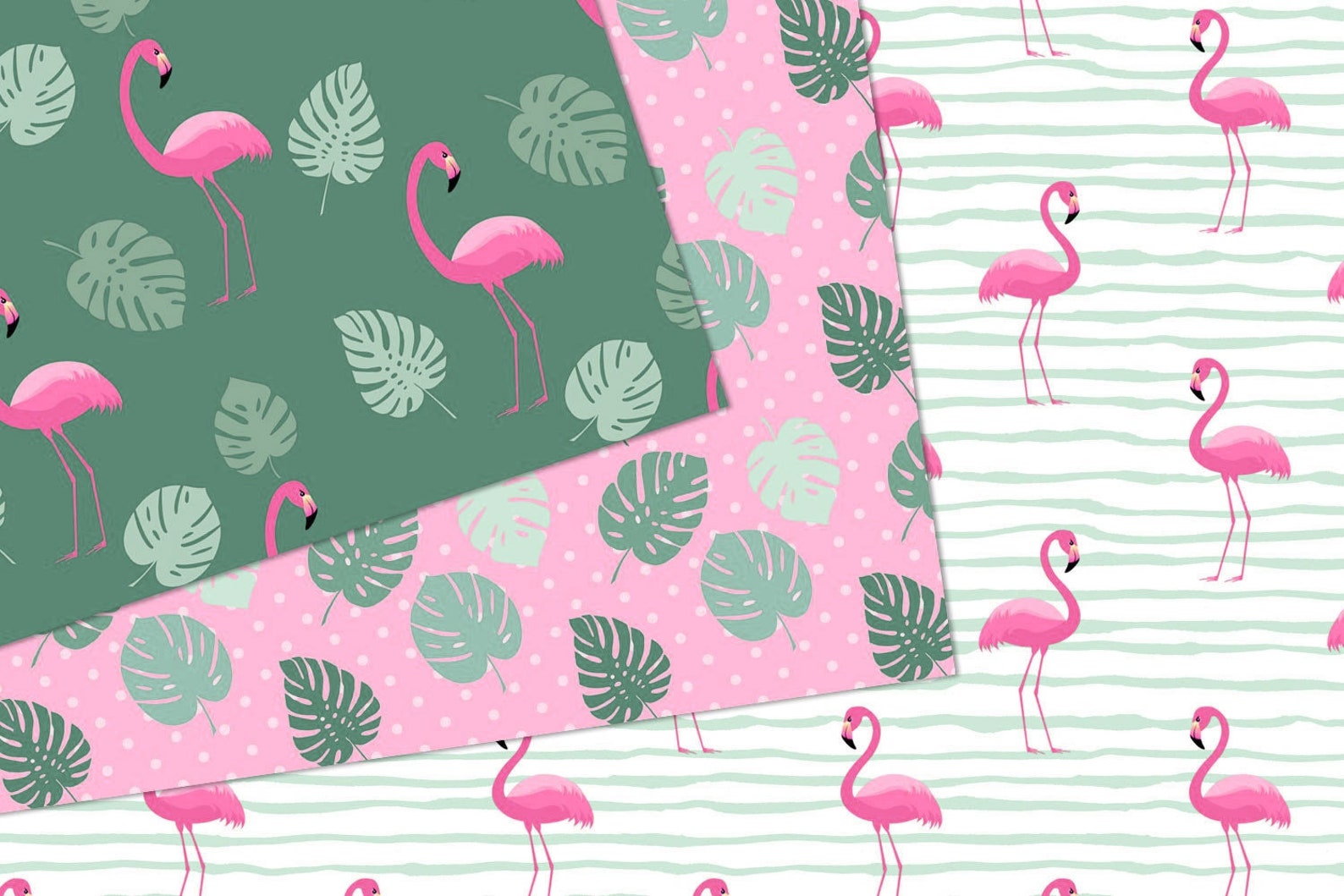 Pink and Mint Flamingo Digital Paper Seamless Flamingo - Etsy