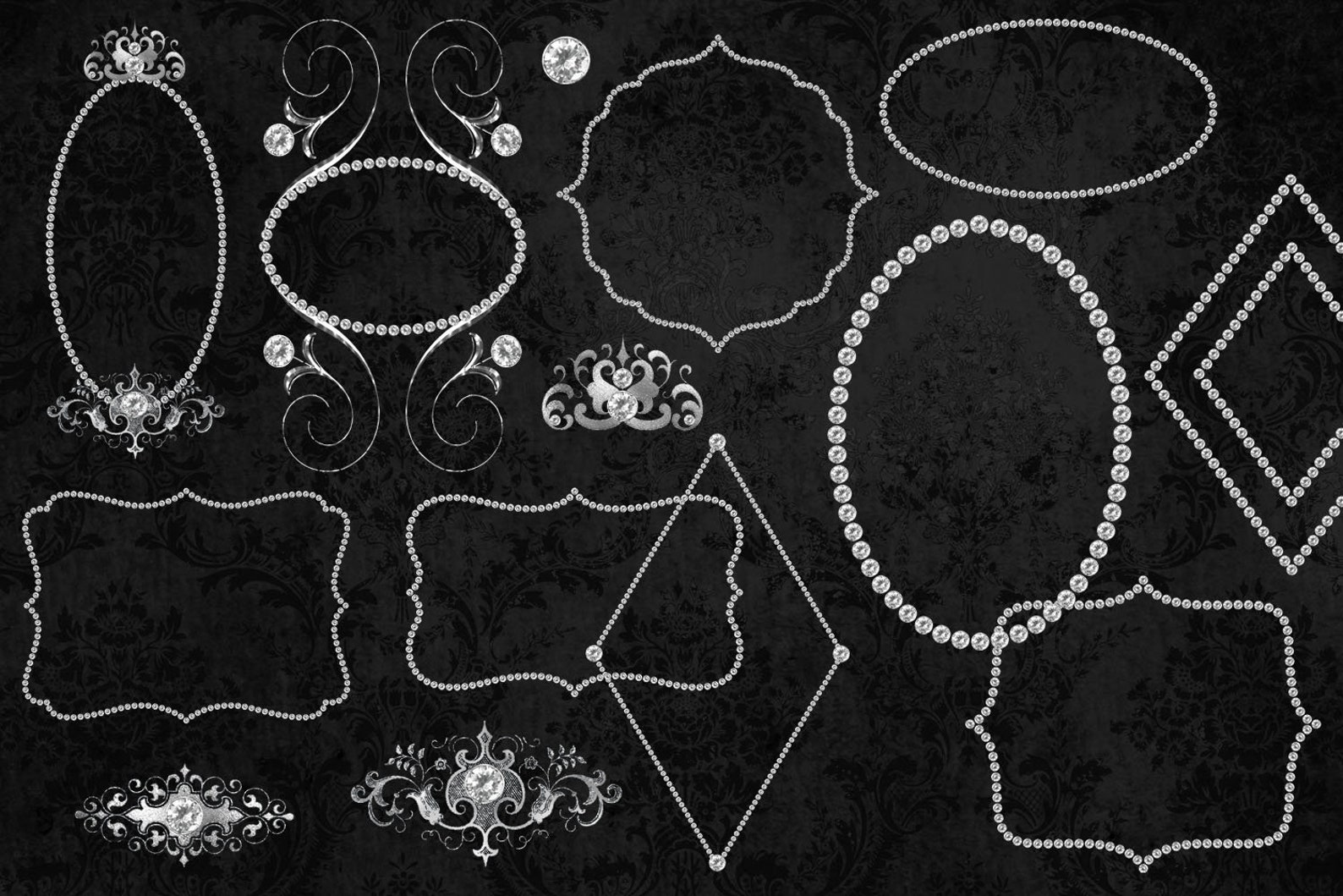 White Diamond Frames Clipart, Antique Fancy Frame Clip Art, Wedding Png ...