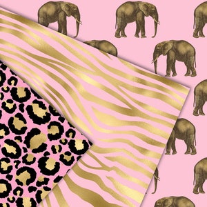 Pink and Gold Animal Skins Digital Paper, Seamless African Animal Print ...