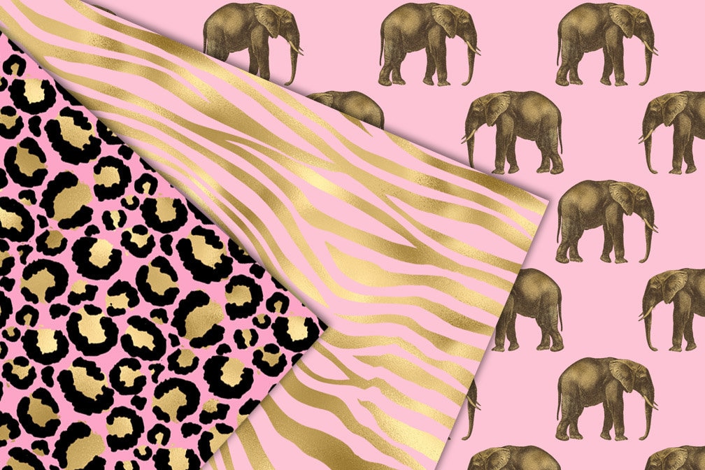 Pink and Gold Animal Skins Digital Paper Seamless African - Etsy