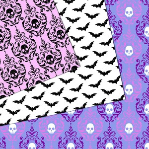 Vampire Girl Digital Paper, Seamless Vampire Patterns With Cute Skulls ...