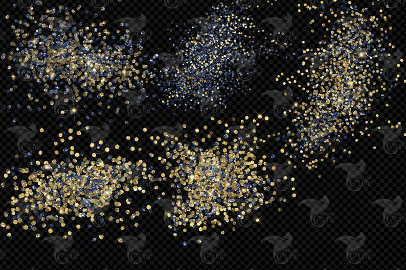 Chunky Navy and Gold Glitter Overlays, Digital Glitter Png Overlays ...