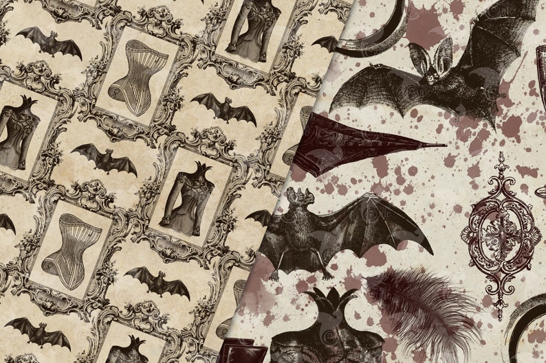 Victorian Vampire Digital Paper Halloween Digital Paper - Etsy