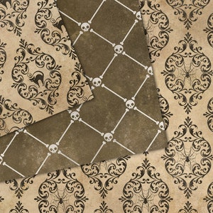 Vintage Halloween Damask Digital Paper, Seamless Patterns and ...