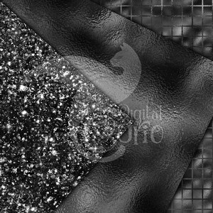 Luxury Black Digital Paper, Seamless Black Textures With Glam Metallic ...