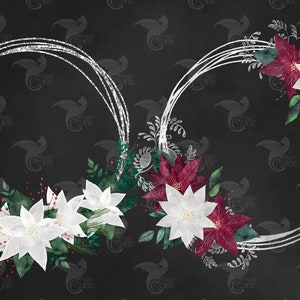 Poinsettia Wreath Clipart, Christmas Floral Wreath Clip Art in PNG ...