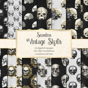 Vintage Skulls Digital Paper Seamless Skull Patterns and - Etsy
