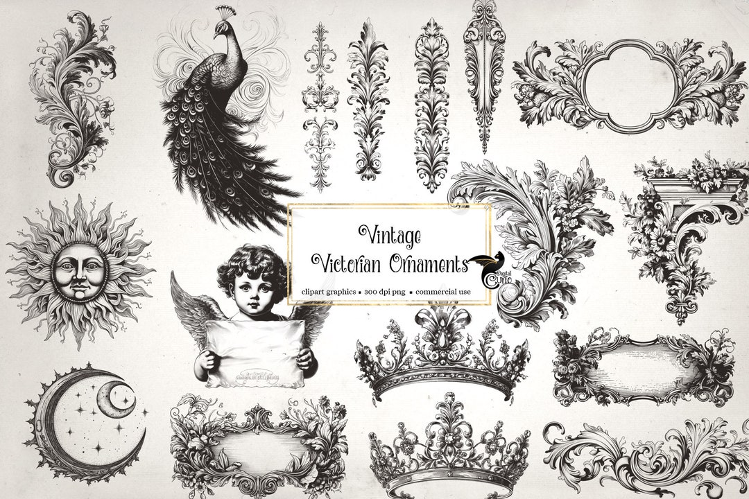 Vintage Victorian Ornaments Clipart - Shabby Clip Art Graphics and ...