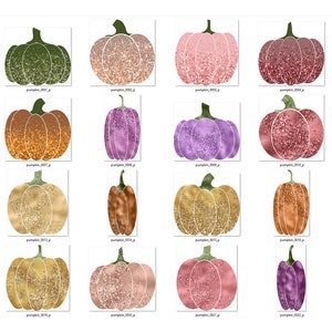 Glitter Pumpkin Clip Art - Sparkling Gold Pumpkins in PNG Format ...