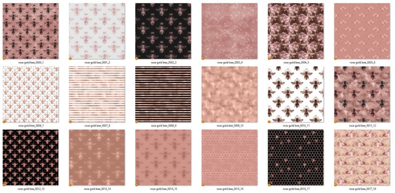 Rose Gold Bee Seamless Digital Paper, Shimmering Textures (digital ...