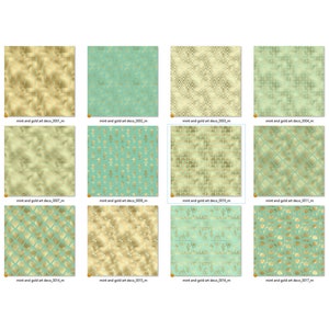 Mint and Gold Art Deco Digital Paper, Seamless Deco Patterns With ...