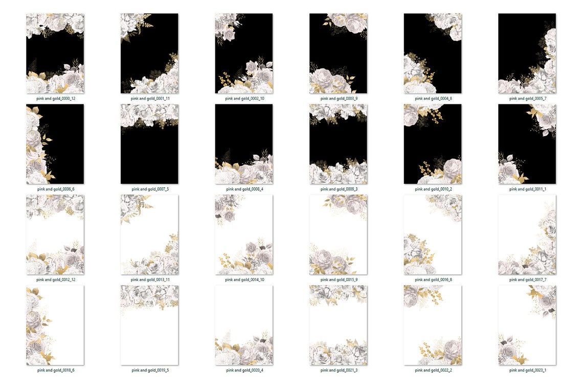 5x7 White and Gold Floral Overlays for Invitations Planners - Etsy
