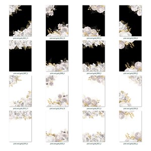 5x7 White and Gold Floral Overlays for Invitations, Planners, Journal ...