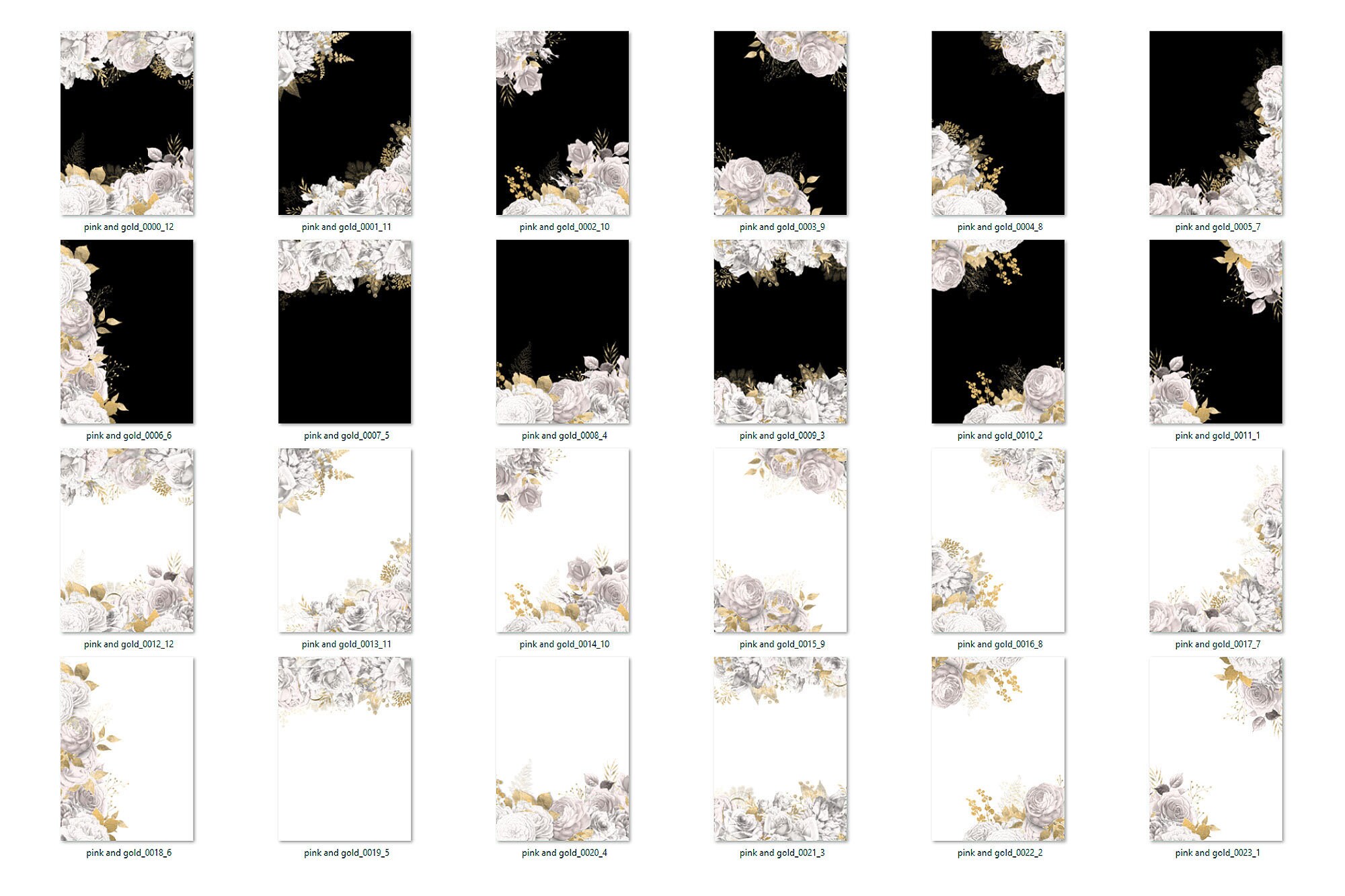 5x7 White and Gold Floral Overlays for Invitations Planners - Etsy