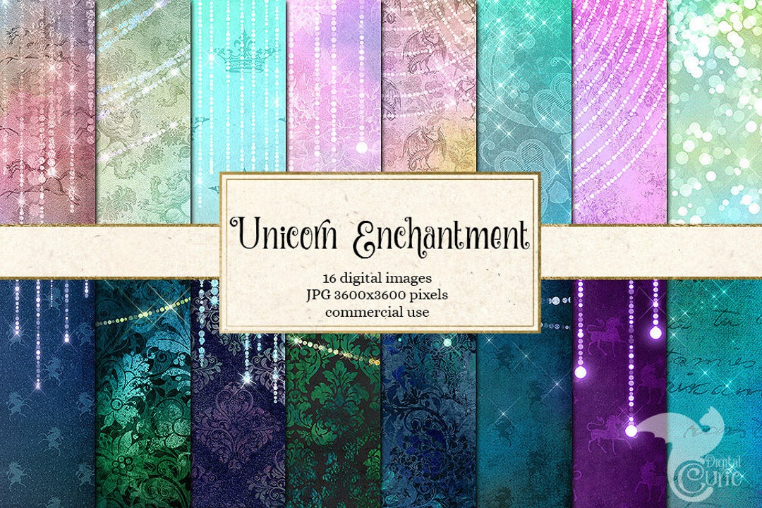 Unicorn Enchantment Digital Paper, Fantasy Backgrounds Printable ...
