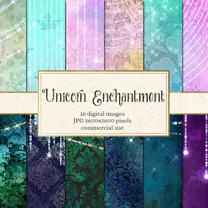 Unicorn Enchantment Digital Paper, Fantasy Backgrounds Printable ...