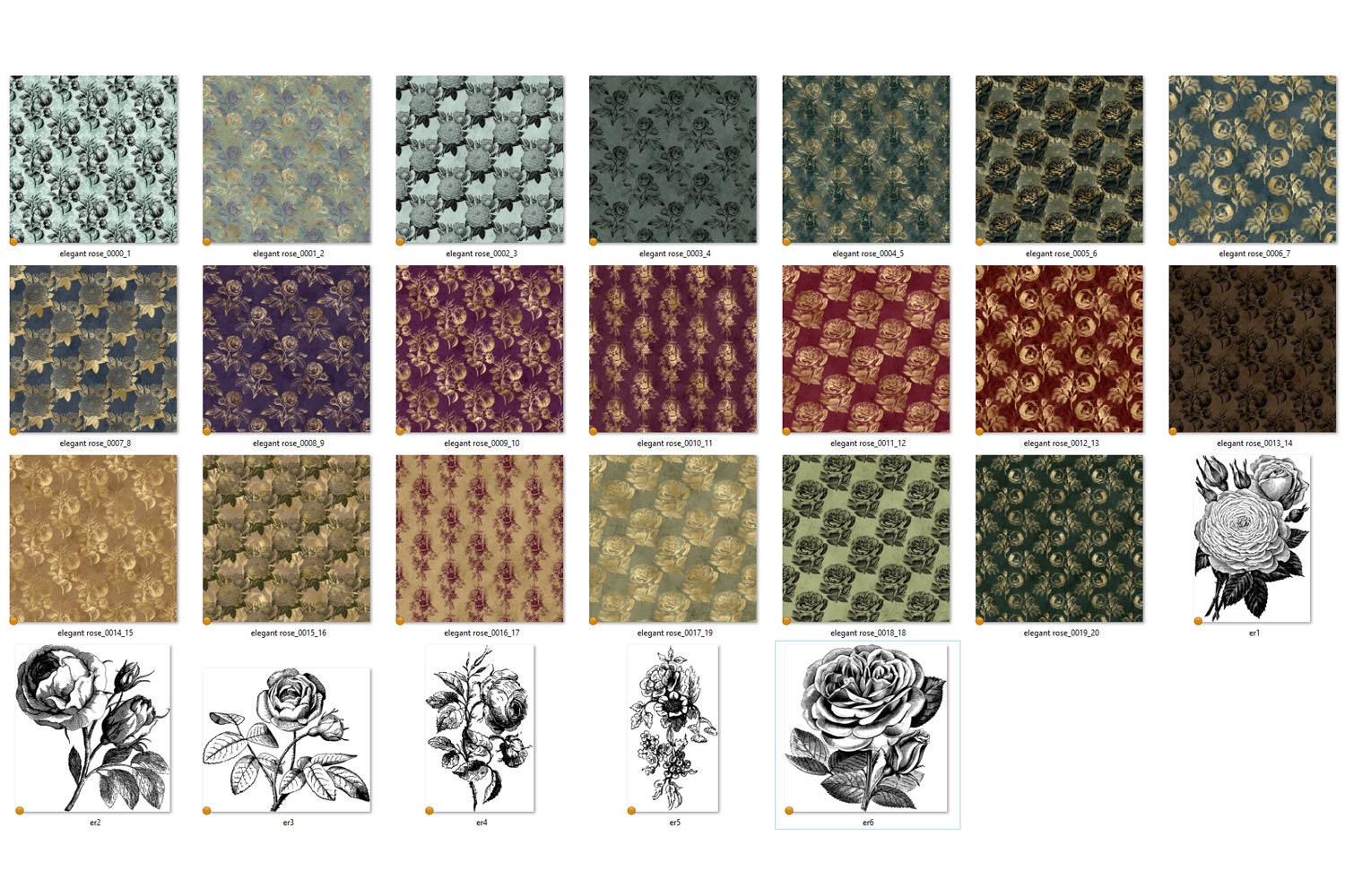 Elegant Roses Digital Paper, Seamless Gold Flower Patterns Printable ...
