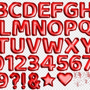 Red Foil Balloon Alphabet Clip Art – Party Design Graphics (digital ...