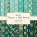 Turquoise and Gold Peacock Digital Paper Teal Seamless Aqua | Etsy