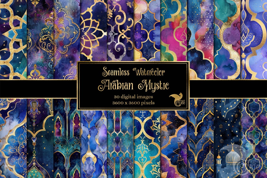 Arabian Mystic Digital Paper - Seamless Printable Digital Backgrounds ...