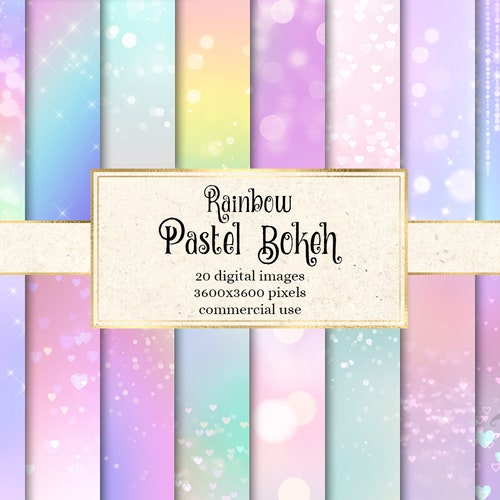 Rainbow Pastel Ombre Digital Paper Backgrounds in Soft - Etsy