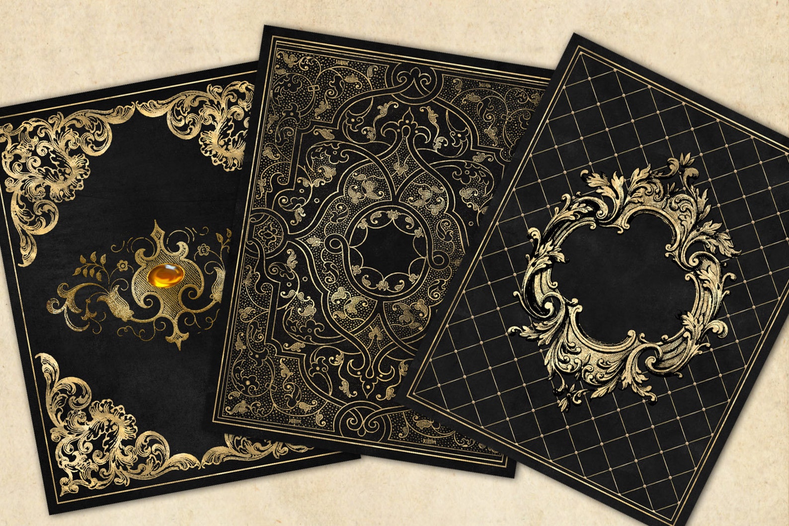 Gilded Black Book Covers, Ornate Journal Pages (digital Download) - Etsy