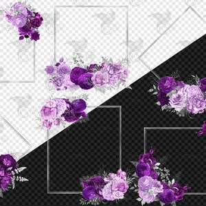Purple and Silver Floral Frames Clipart, Silver Glitter Frame Clip Art ...