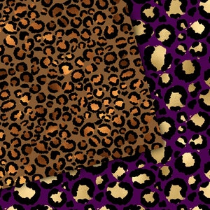 Golden Leopard Digital Paper, Seamless Cheetah Skin Pattern Backgrounds ...