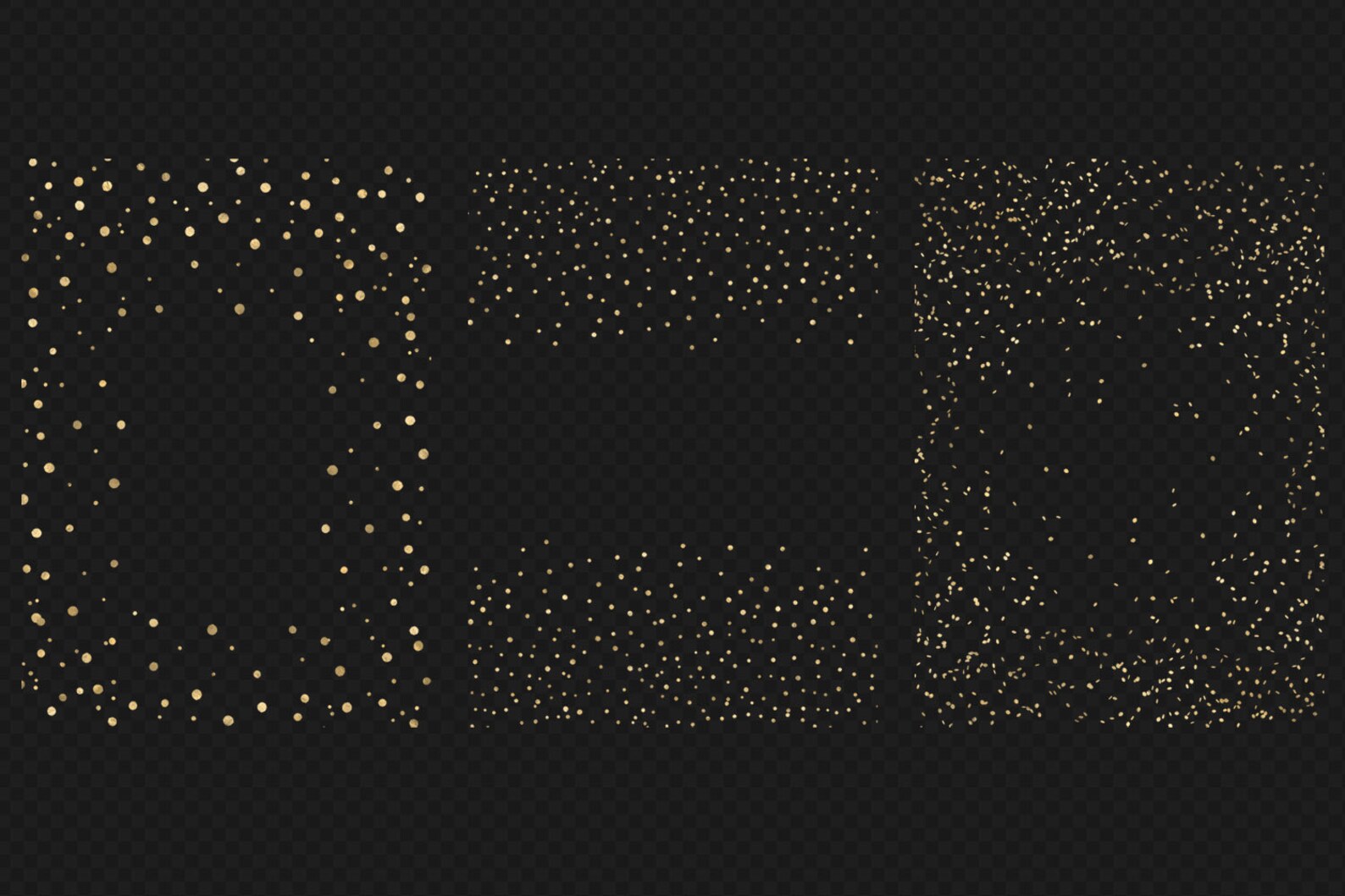 Gold Confetti Frames Clipart, 5x7 Party Border Overlays in PNG Format ...